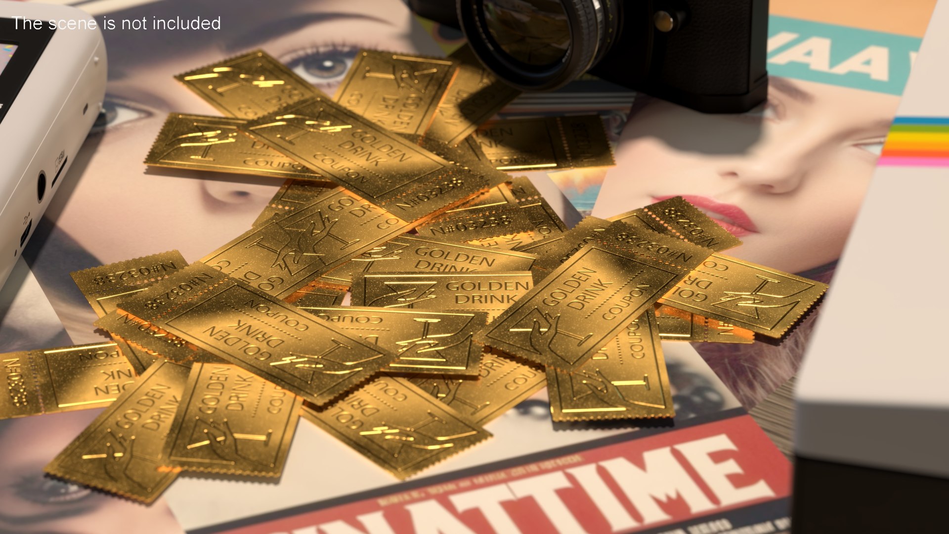 3D Model Drink Golden Coupon Ticket - TurboSquid 2238373