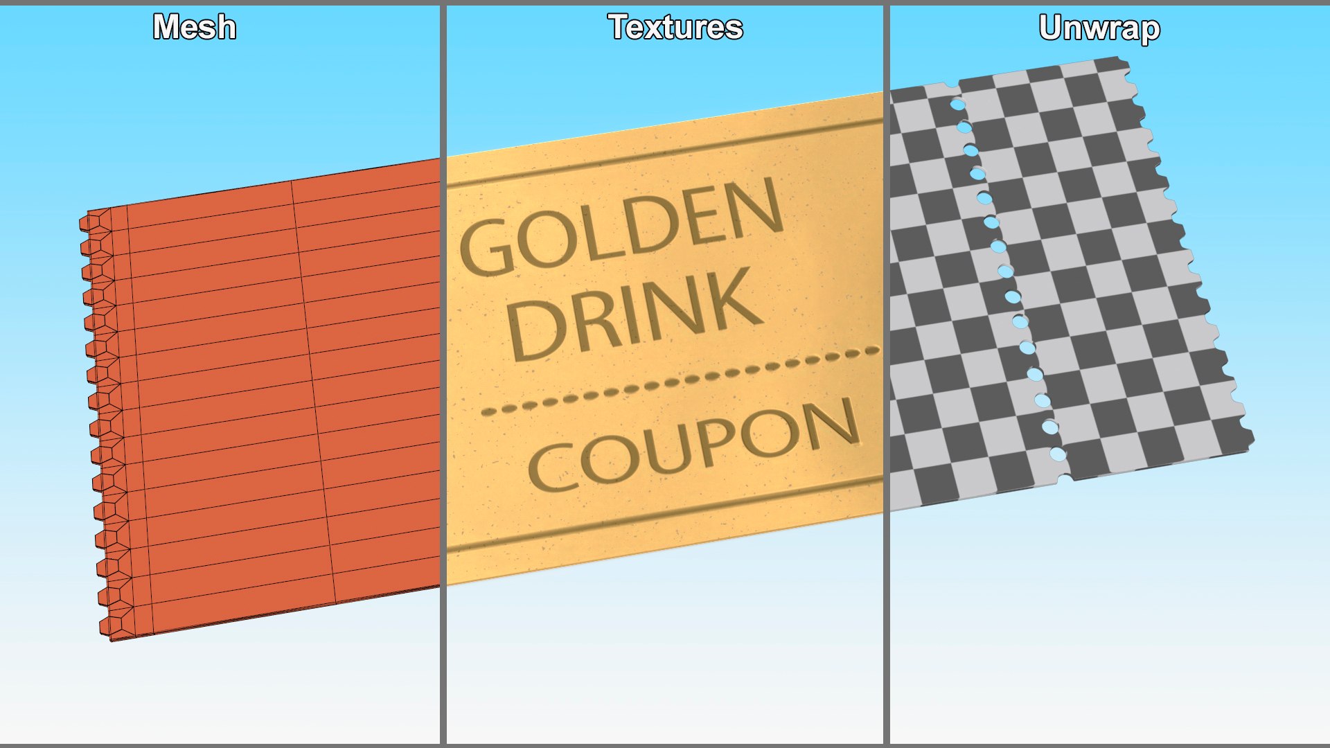 3D Model Drink Golden Coupon Ticket - TurboSquid 2238373