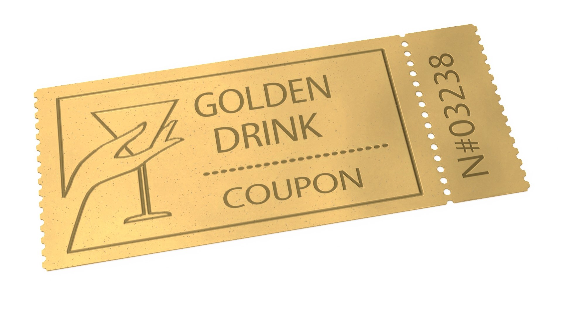 3D Model Drink Golden Coupon Ticket - TurboSquid 2238373