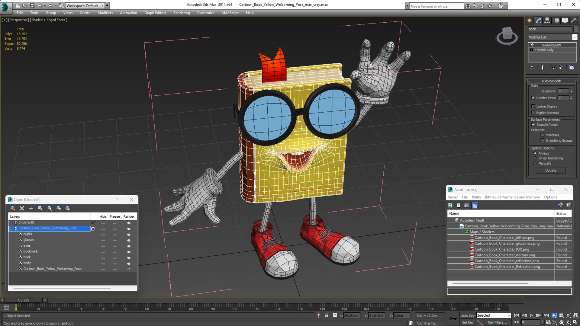 Cartoon Book Yellow Welcoming Pose Model - TurboSquid 2130641