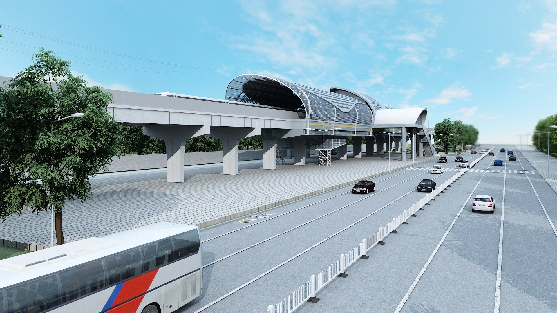 3D Light Rail Station 16 Model - TurboSquid 2213277