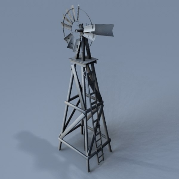 3d old farm windmill