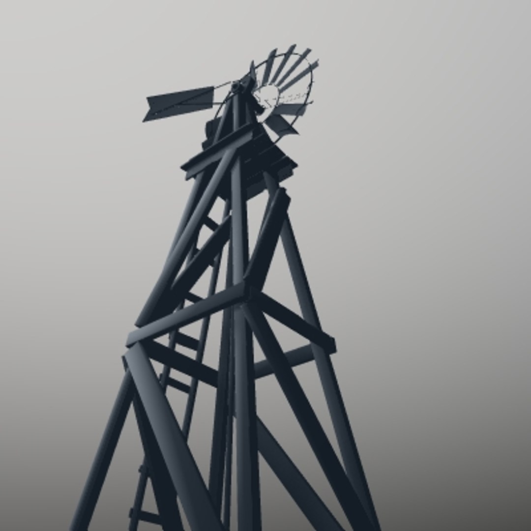 3d Old Farm Windmill