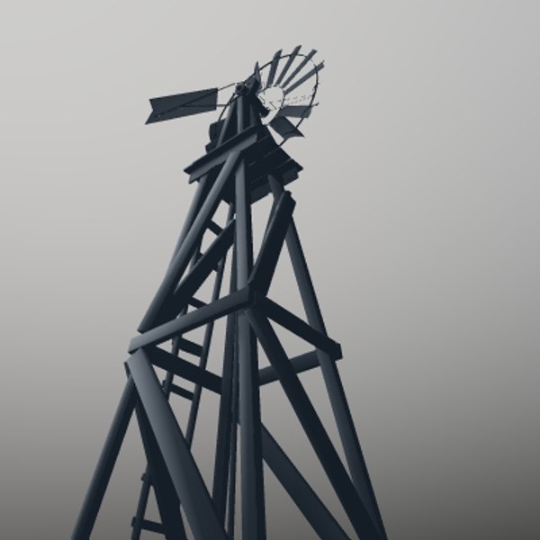 3d old farm windmill