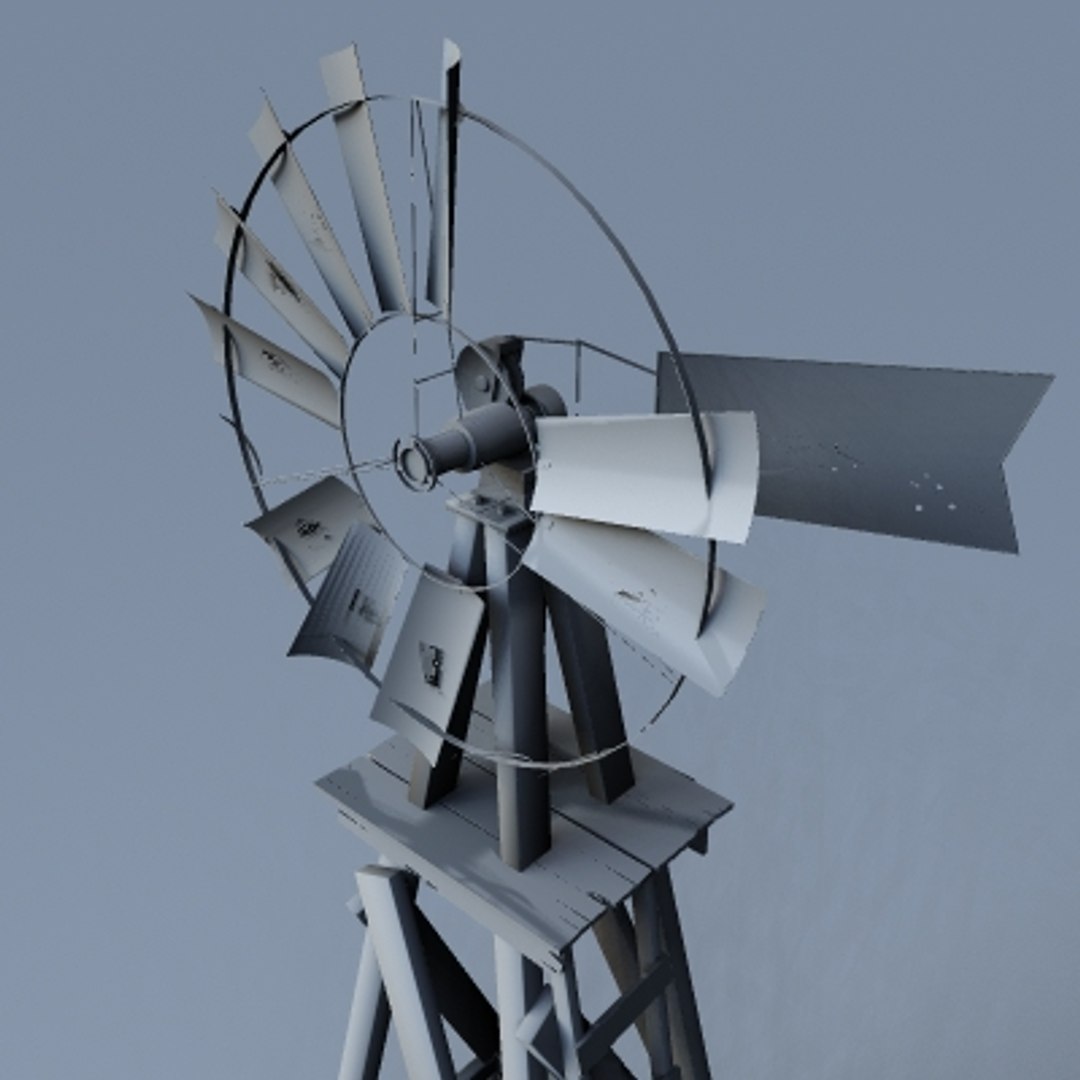 3d Old Farm Windmill