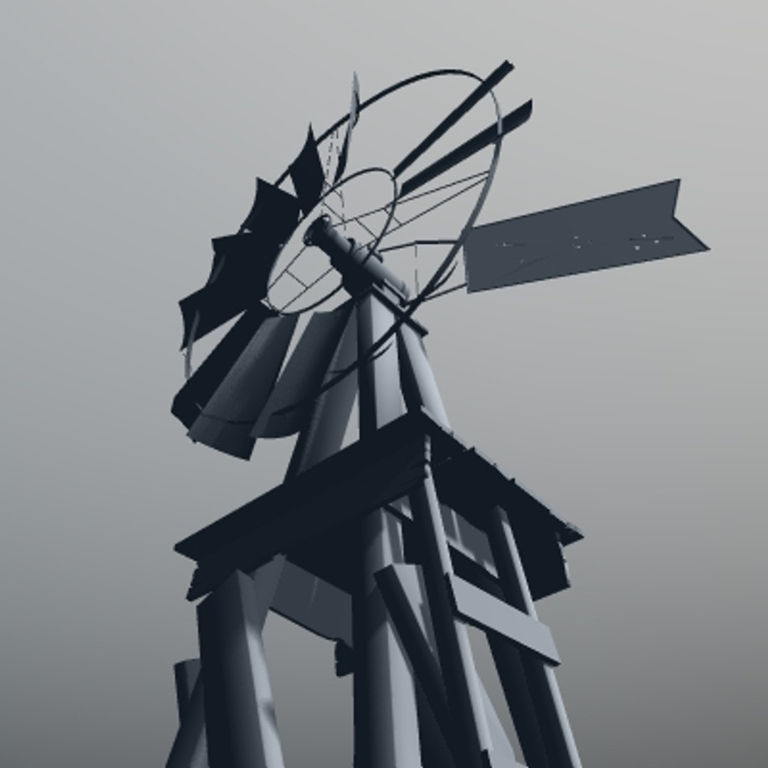 3d Old Farm Windmill