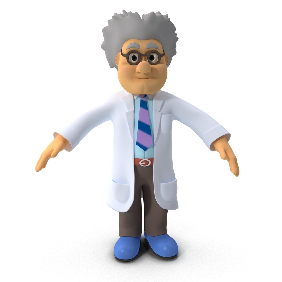 3d cartoon scientist rigged model