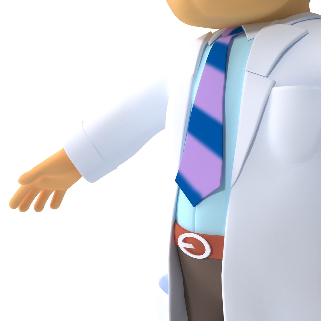 3d cartoon scientist rigged model