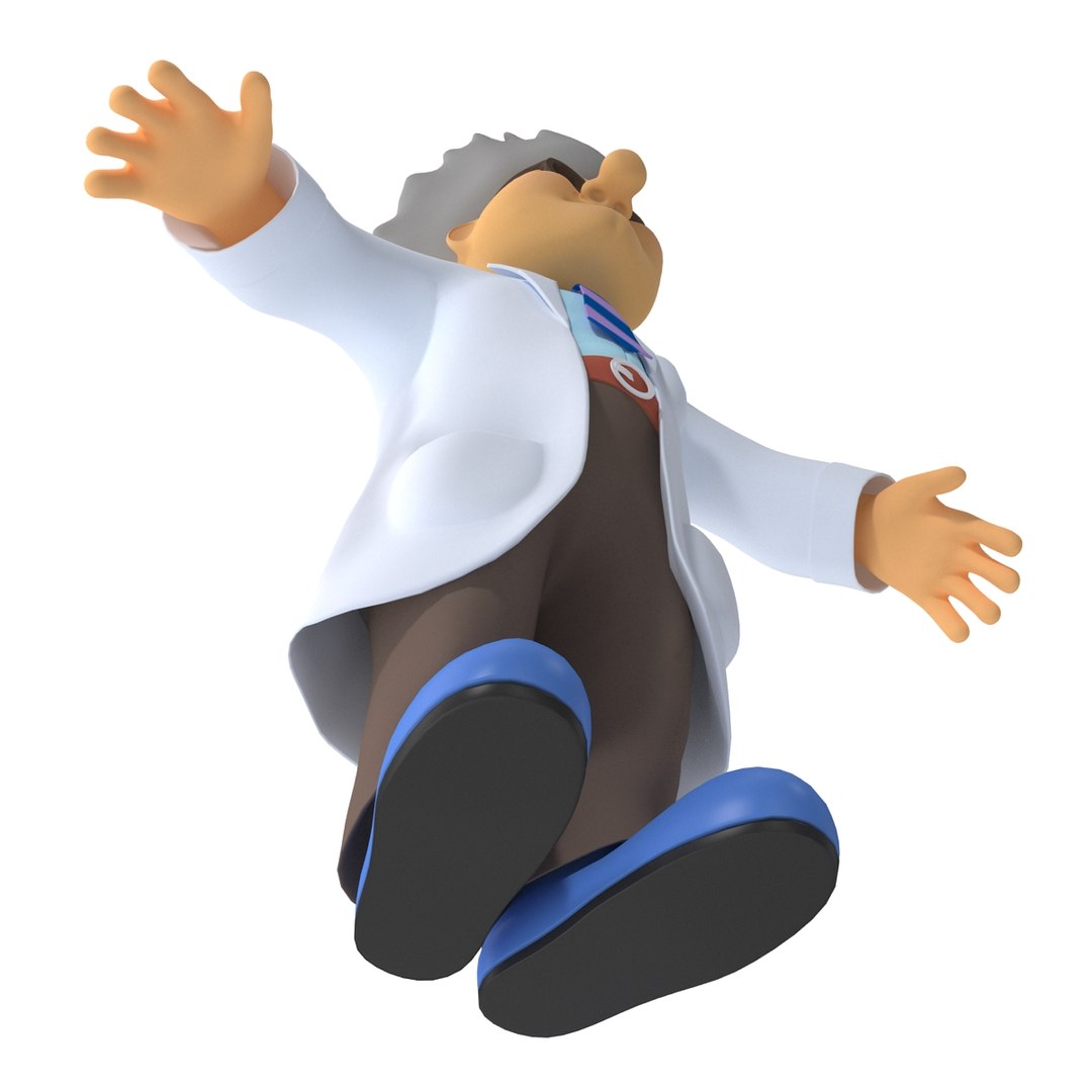 3d cartoon scientist rigged model