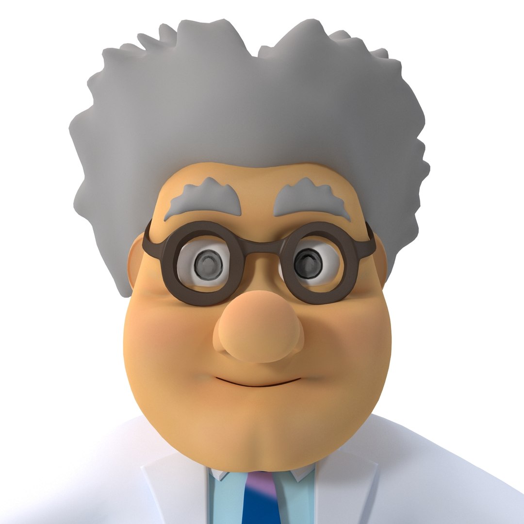 3d cartoon scientist rigged model