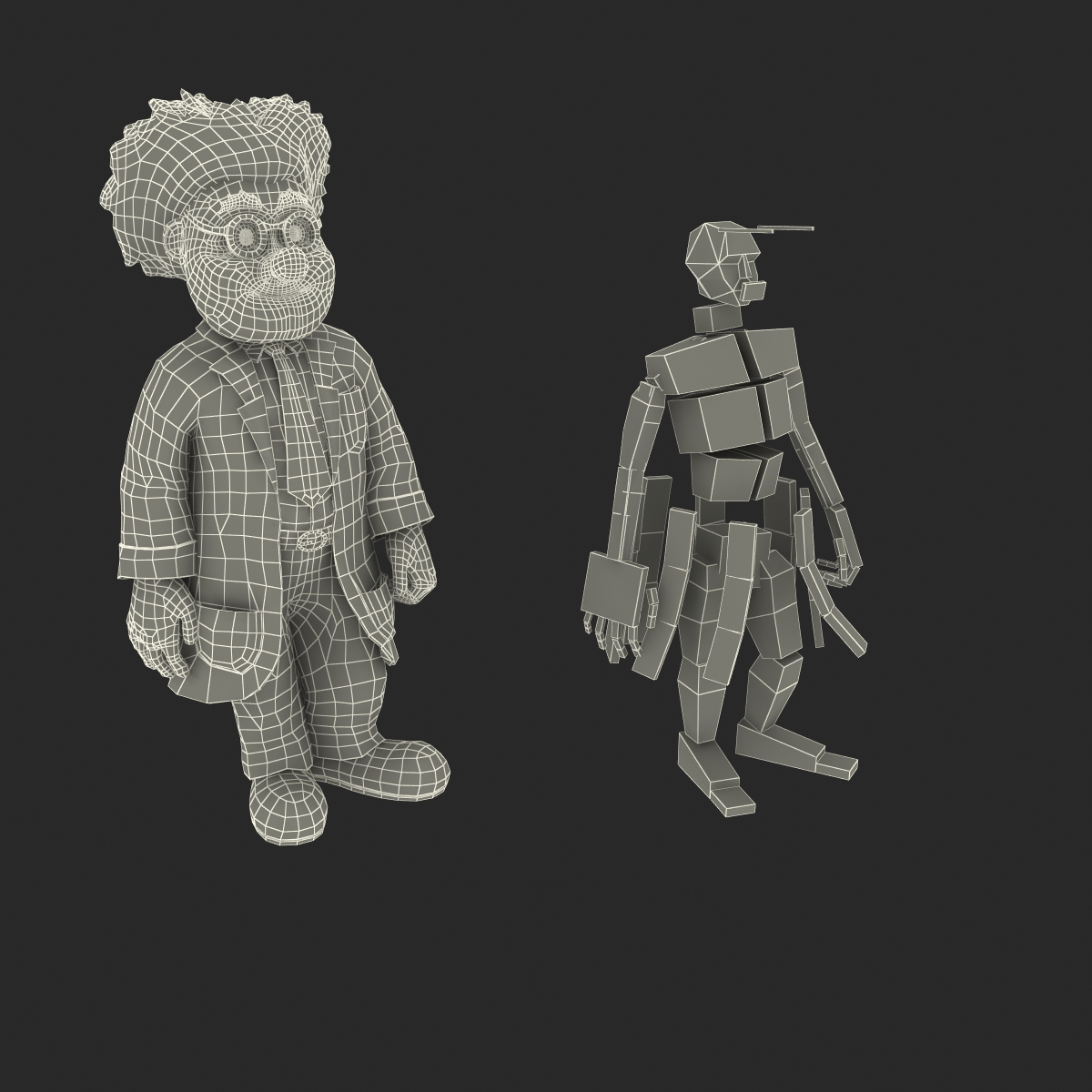 3d cartoon scientist rigged model