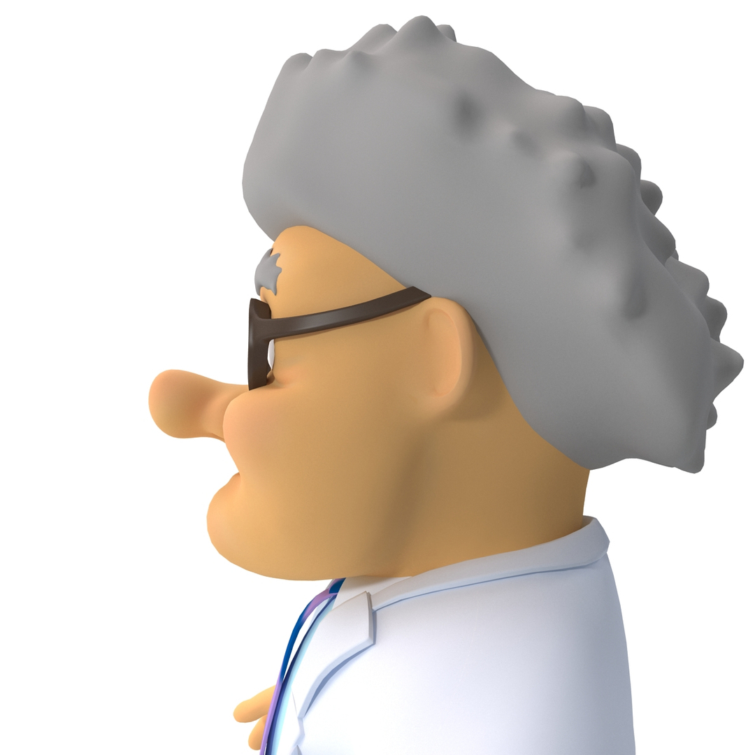 3d cartoon scientist rigged model