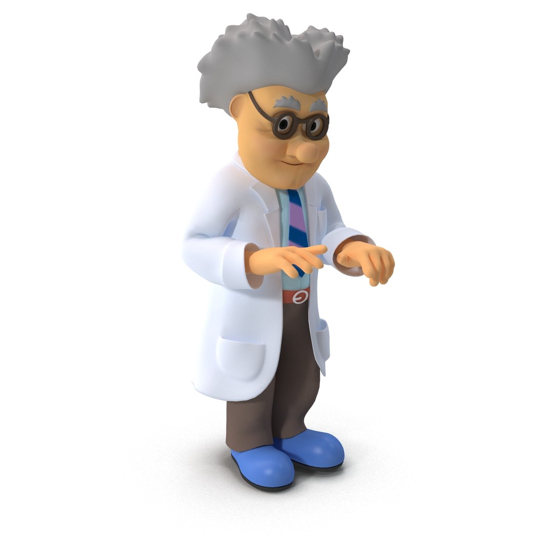 3d cartoon scientist rigged model