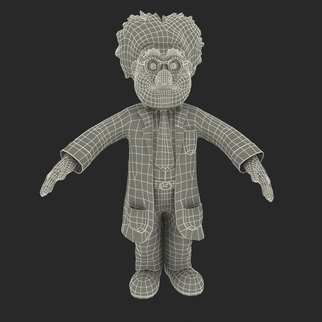 3d cartoon scientist rigged model