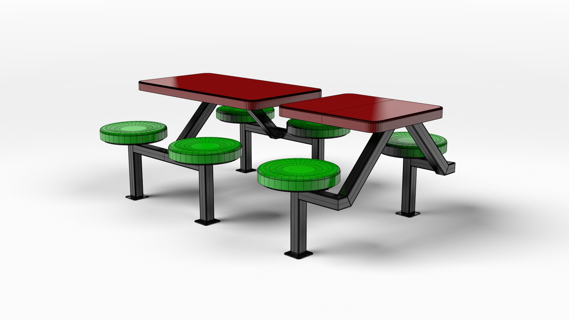 3D Cafeteria Table With Seats Model - TurboSquid 1832188