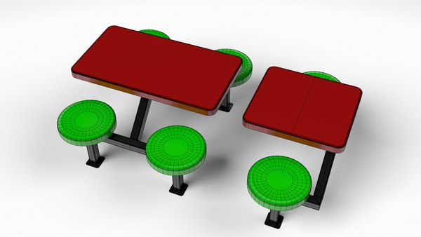 3D cafeteria table with seats model - TurboSquid 1832188