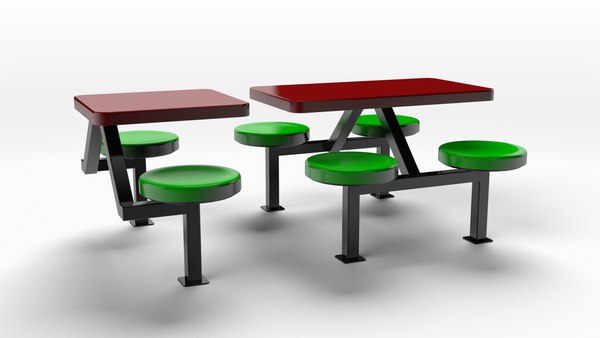 3D cafeteria table with seats model - TurboSquid 1832188
