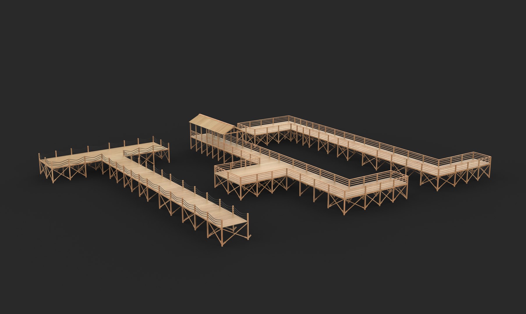 3D Wooden Pier Set 3D Model Model - TurboSquid 2516451