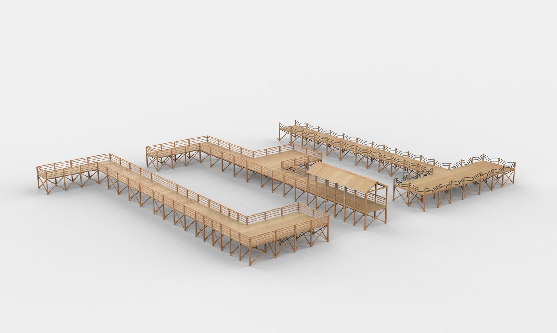 3D Wooden Pier Set 3D Model Model - TurboSquid 2516451