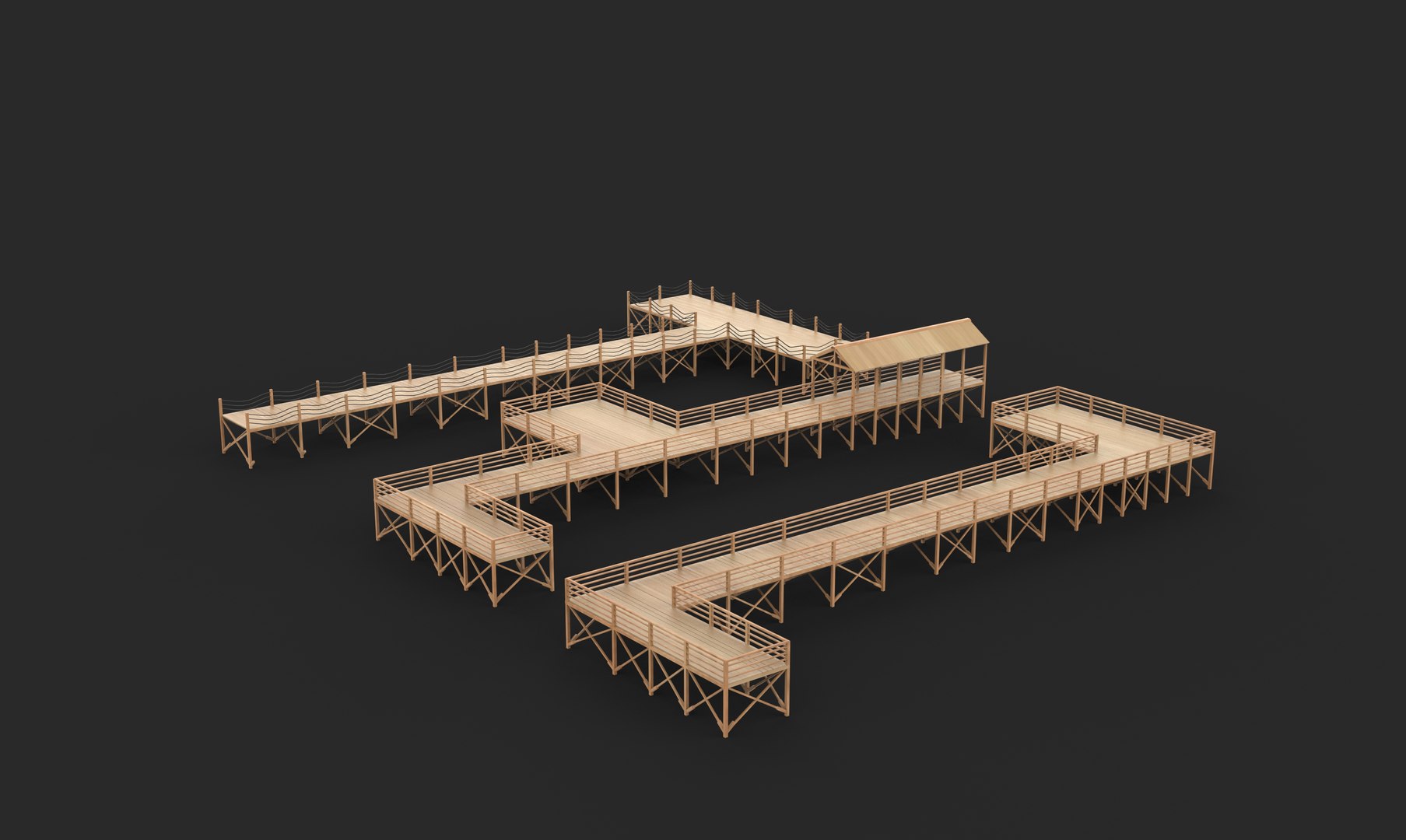 3D Wooden Pier Set 3D Model Model - TurboSquid 2516451