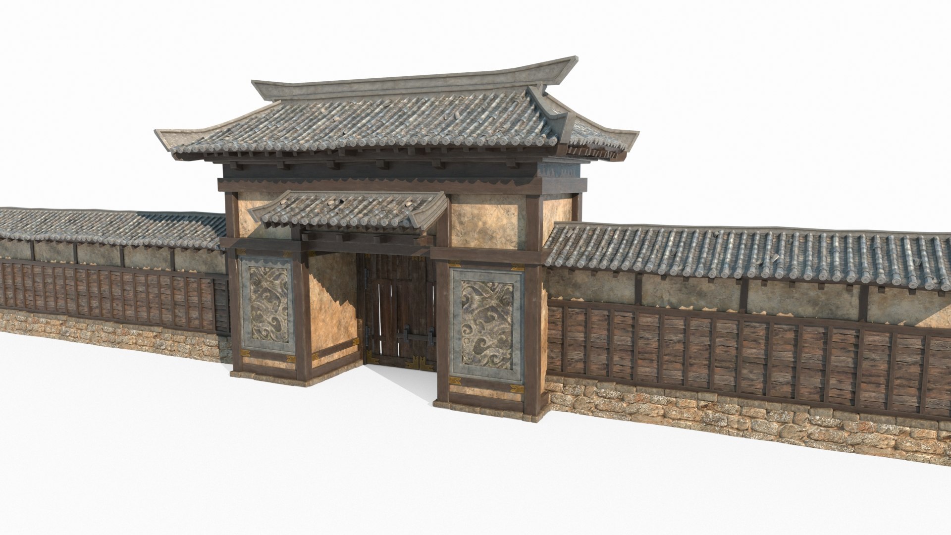 Asian Ancient Architecture Courtyard Gate 3D Model - TurboSquid 2351463