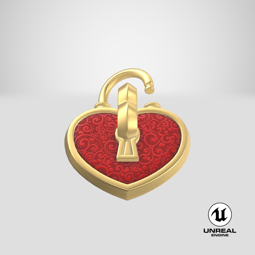 3D Model Heart Lock Gold - TurboSquid 1243488