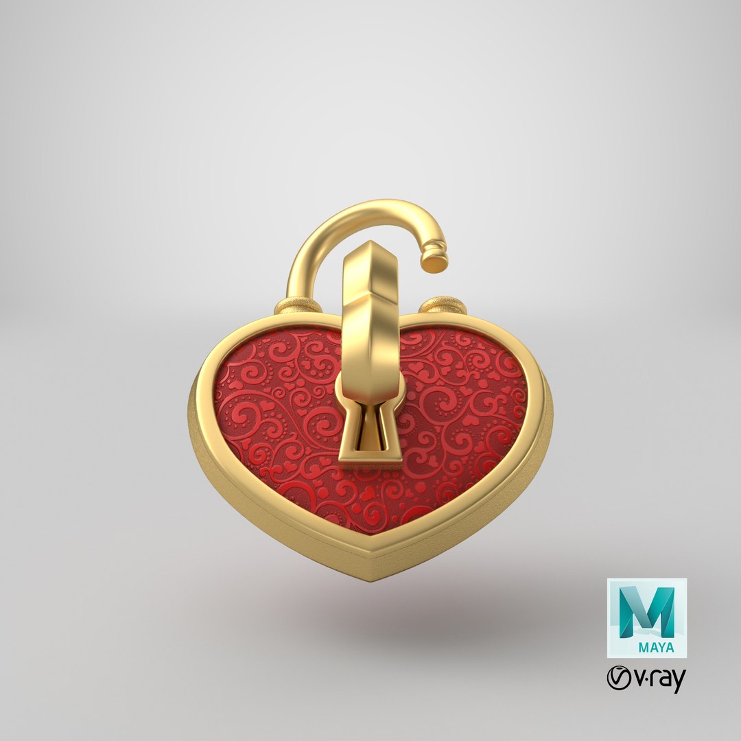 3D Model Heart Lock Gold - TurboSquid 1243488