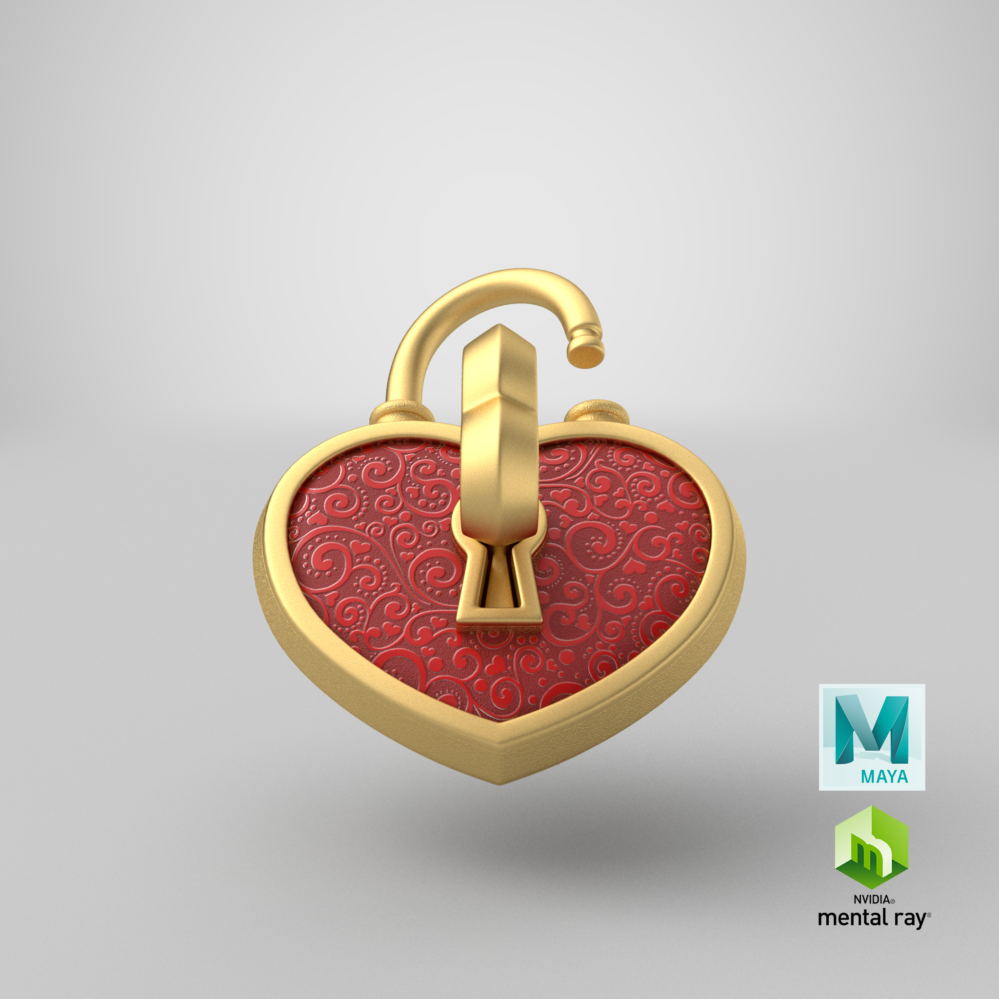 3D model heart lock gold - TurboSquid 1243488