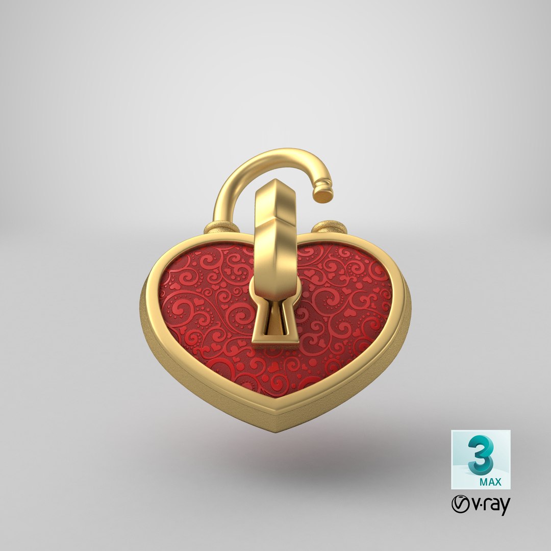 3D Model Heart Lock Gold - TurboSquid 1243488