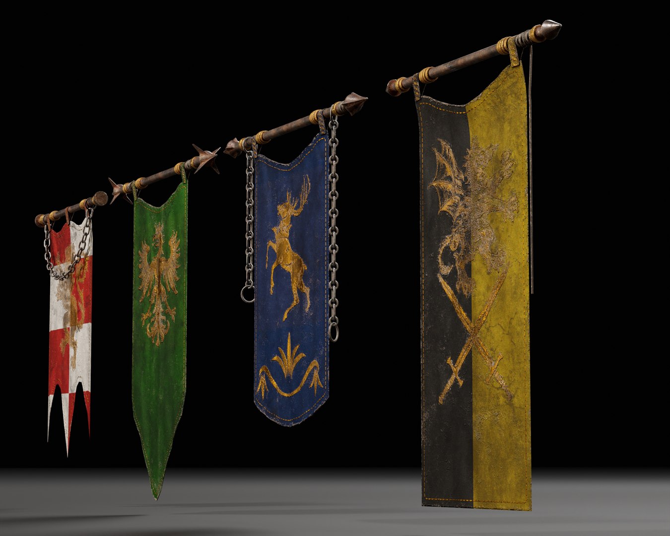 Set Modular Of Medieval Banners 3D Model - TurboSquid 2355709