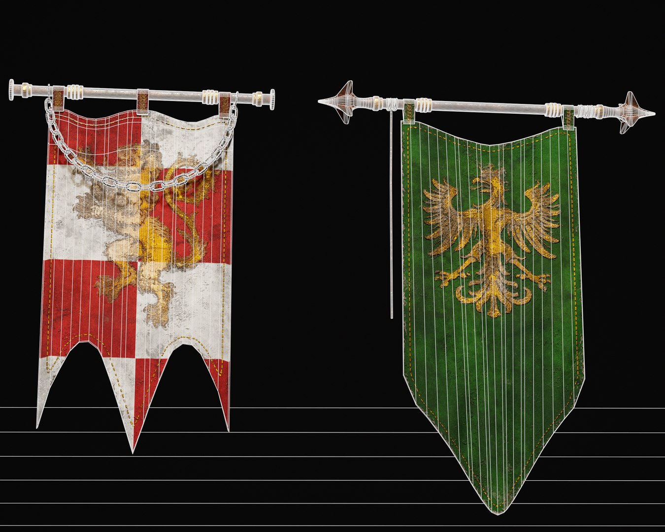 Set Modular Of Medieval Banners 3D Model - TurboSquid 2355709
