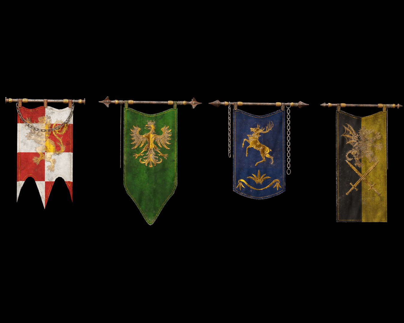 Set Modular Of Medieval Banners 3D Model - TurboSquid 2355709