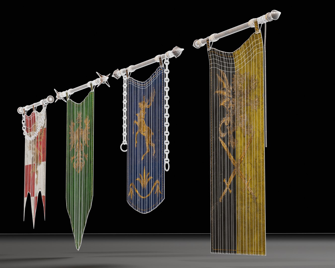 Set Modular Of Medieval Banners 3D Model - TurboSquid 2355709