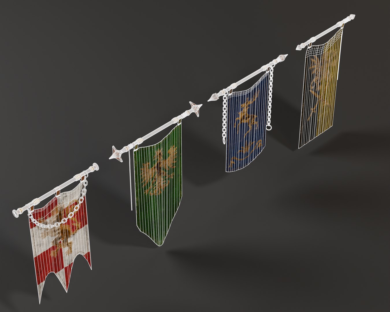 Set Modular Of Medieval Banners 3D Model - TurboSquid 2355709