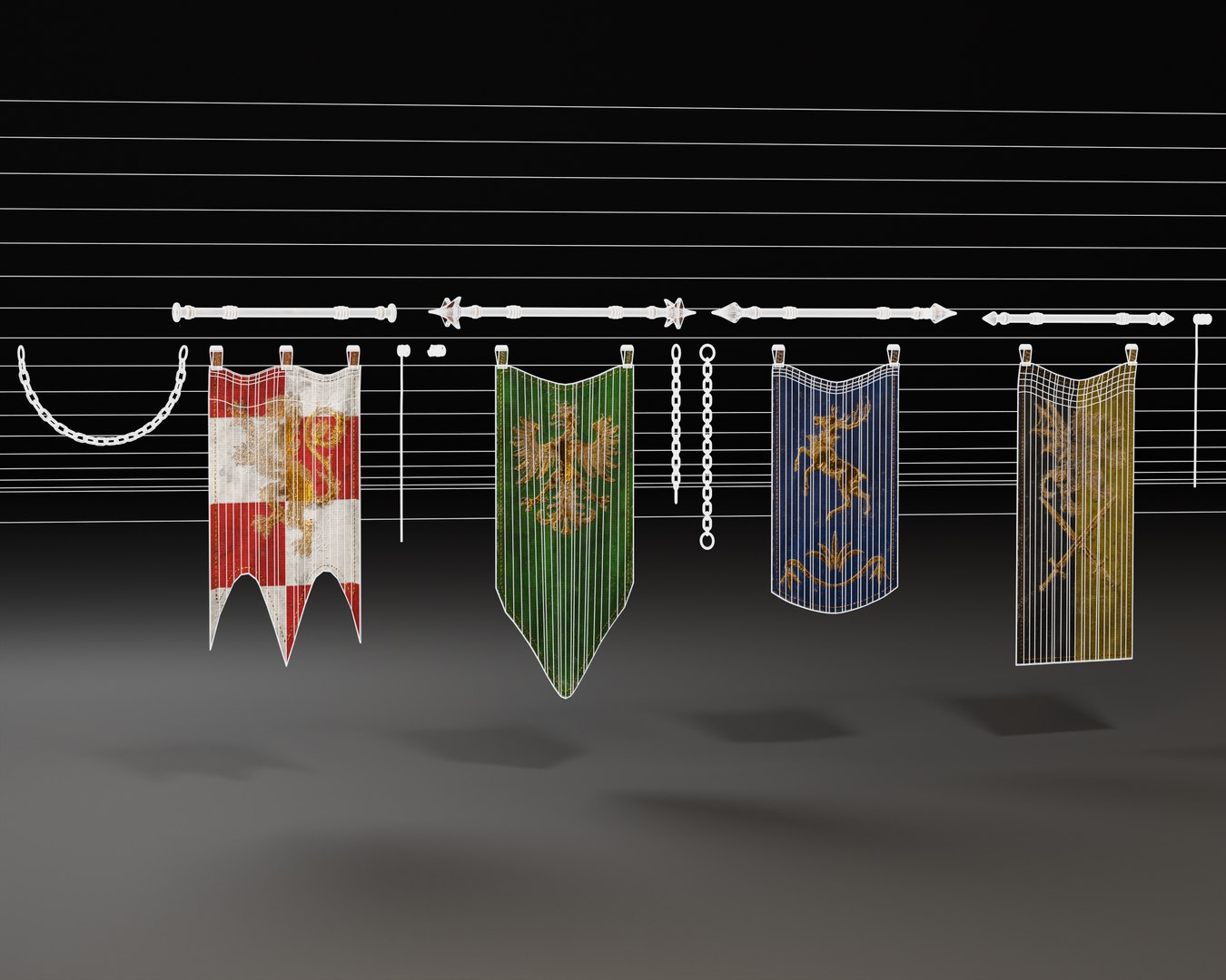 Set Modular Of Medieval Banners 3D Model - TurboSquid 2355709