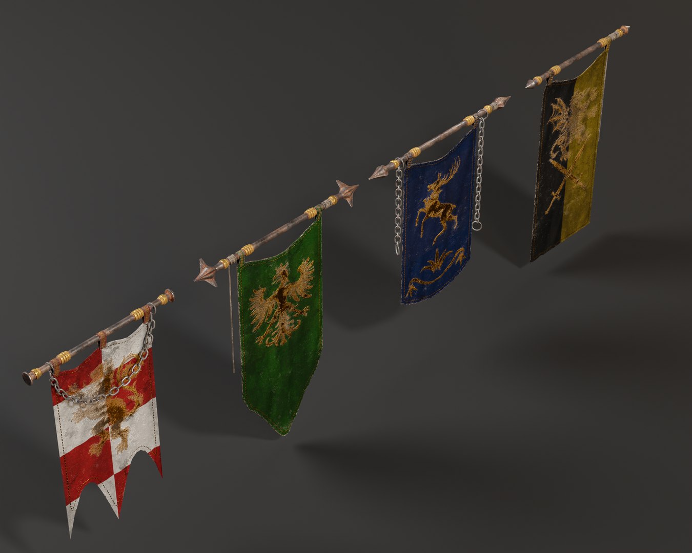 Set Modular Of Medieval Banners 3D Model - TurboSquid 2355709