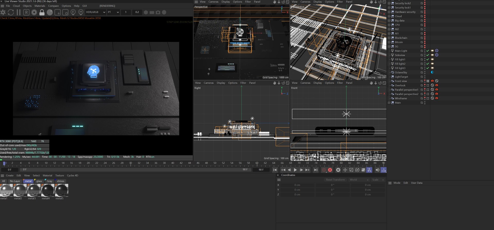 C4D Octane CPU Chip Core Capacitance Scifi Circuit Board 3D - TurboSquid 1817439
