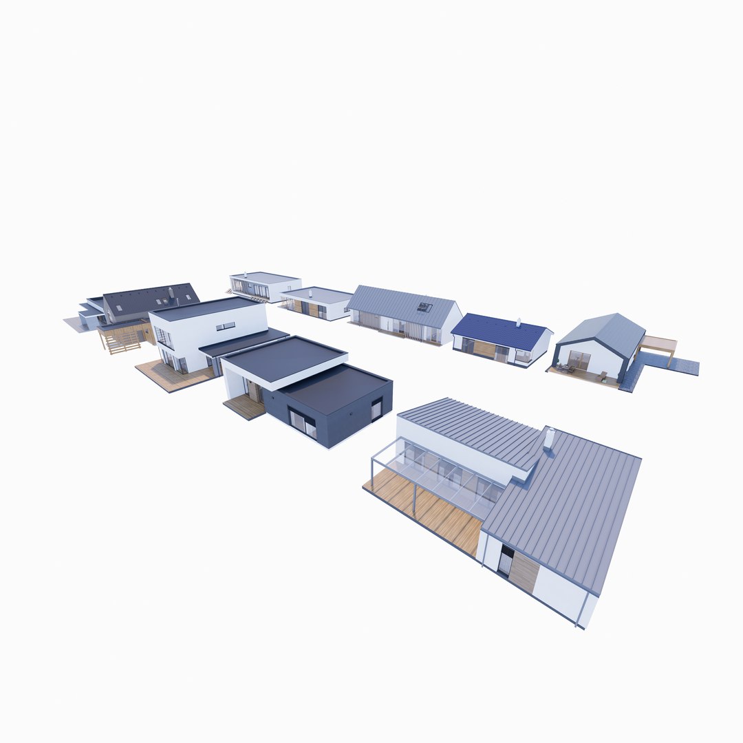 10 Houses - Created With Fully Parametric Revit Families 3D Model ...