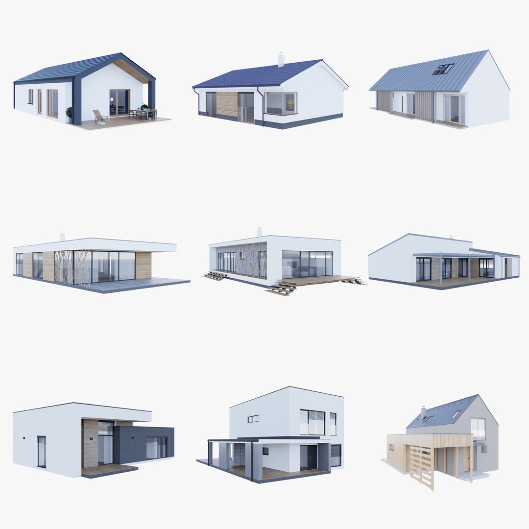 10 Houses - Created With Fully Parametric Revit Families 3D Model ...
