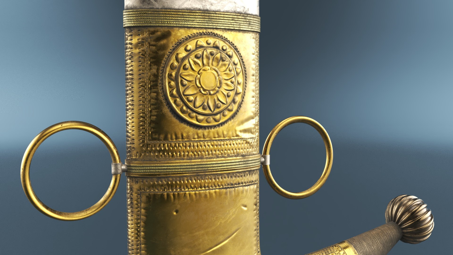 3D Model Middle Eastern Belt Dagger Gold Simplified - TurboSquid 2424409
