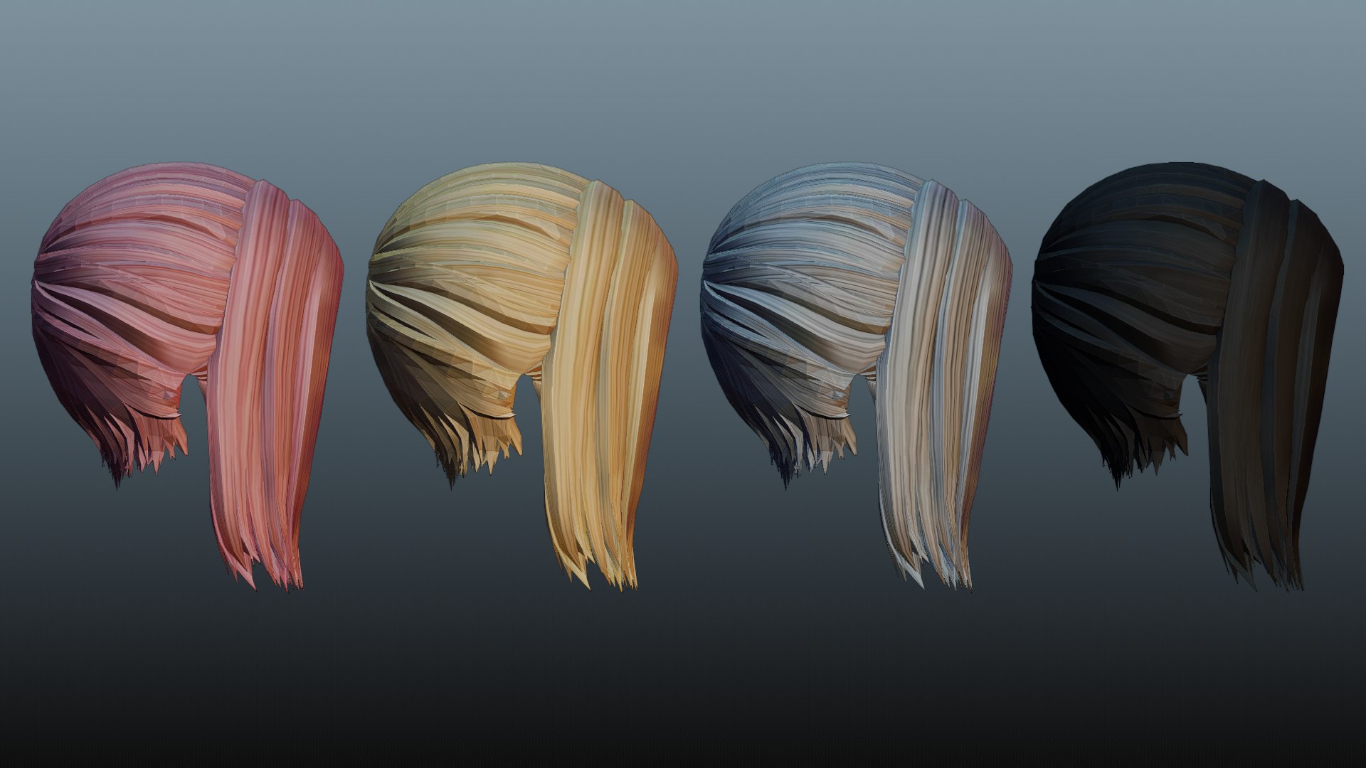 Female Hair Low Poly 4 Colors 3D - TurboSquid 2132539