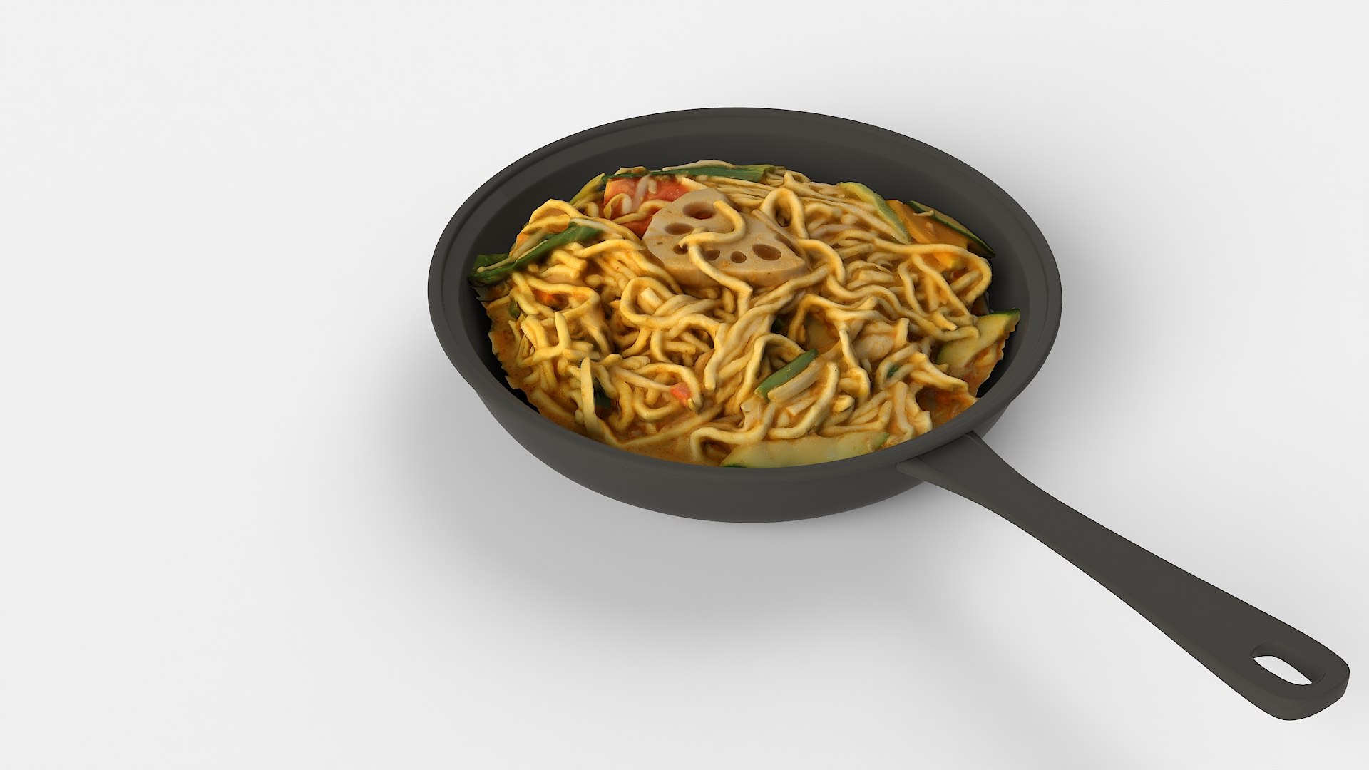 Pan 03 With Asian Noodles 3D Model - TurboSquid 1897098