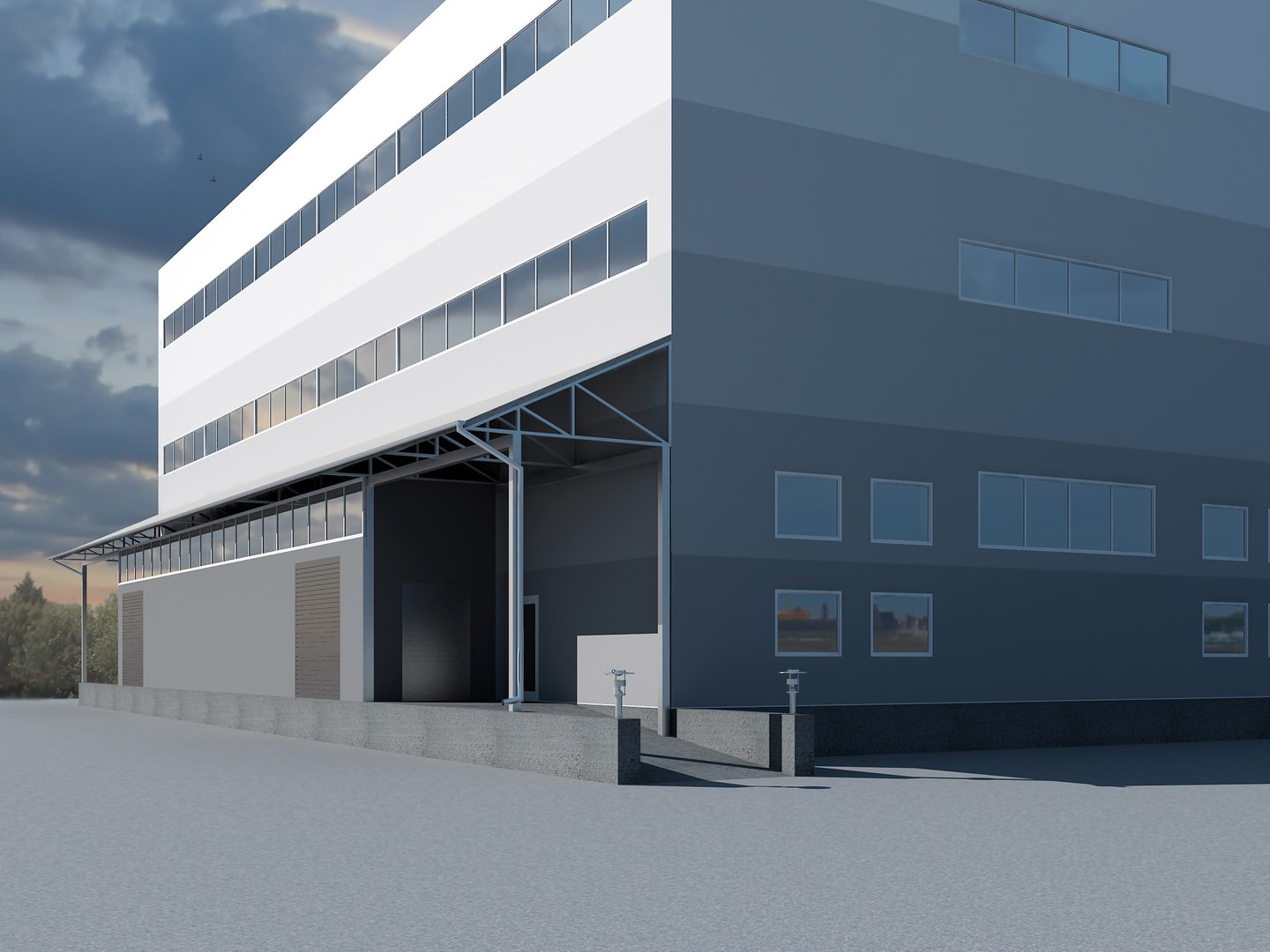 3d model modern warehouse
