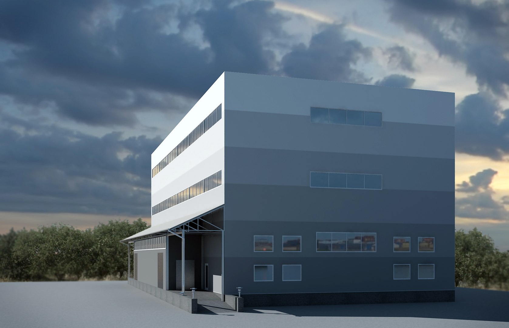 3d model modern warehouse
