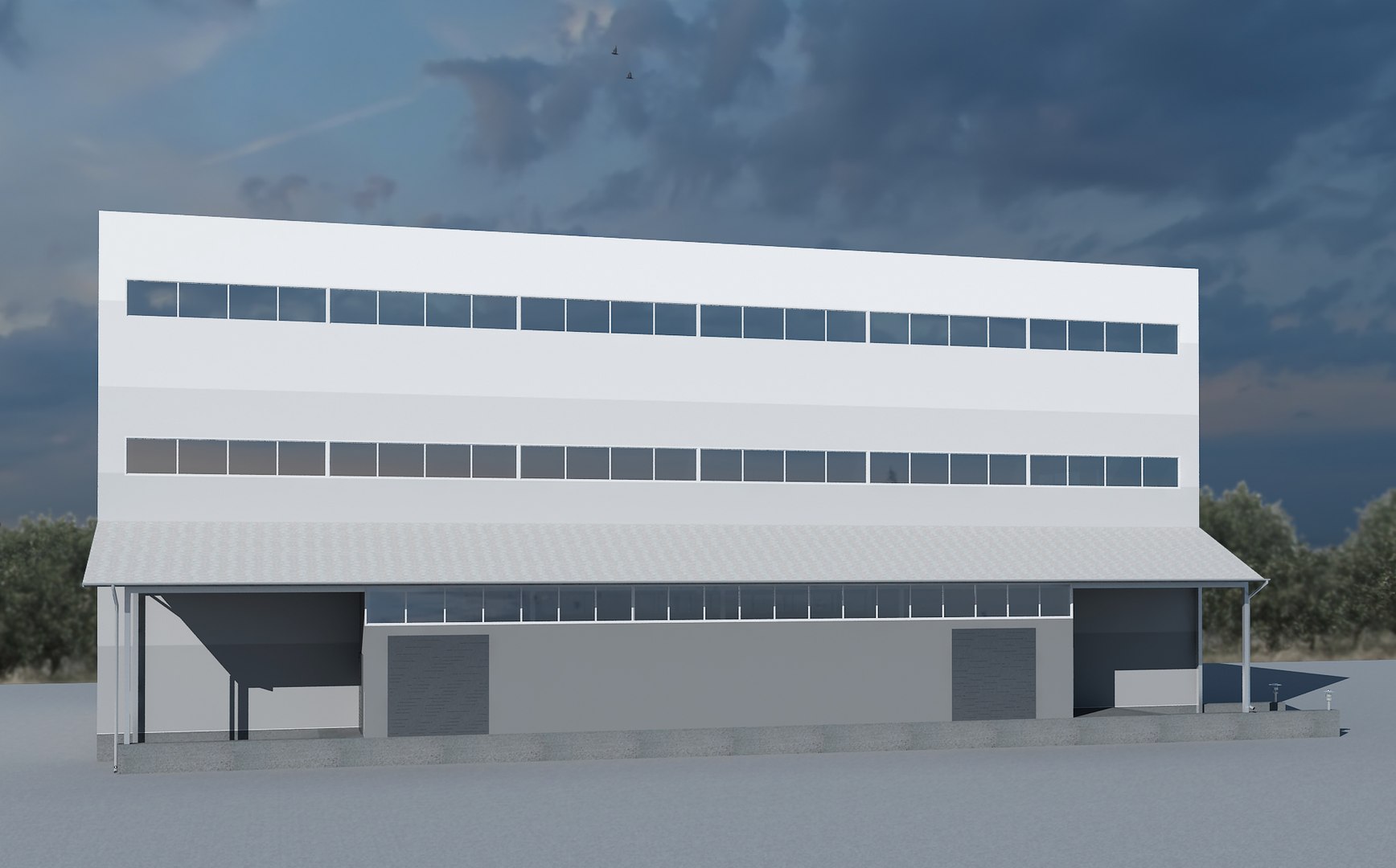 3d model modern warehouse