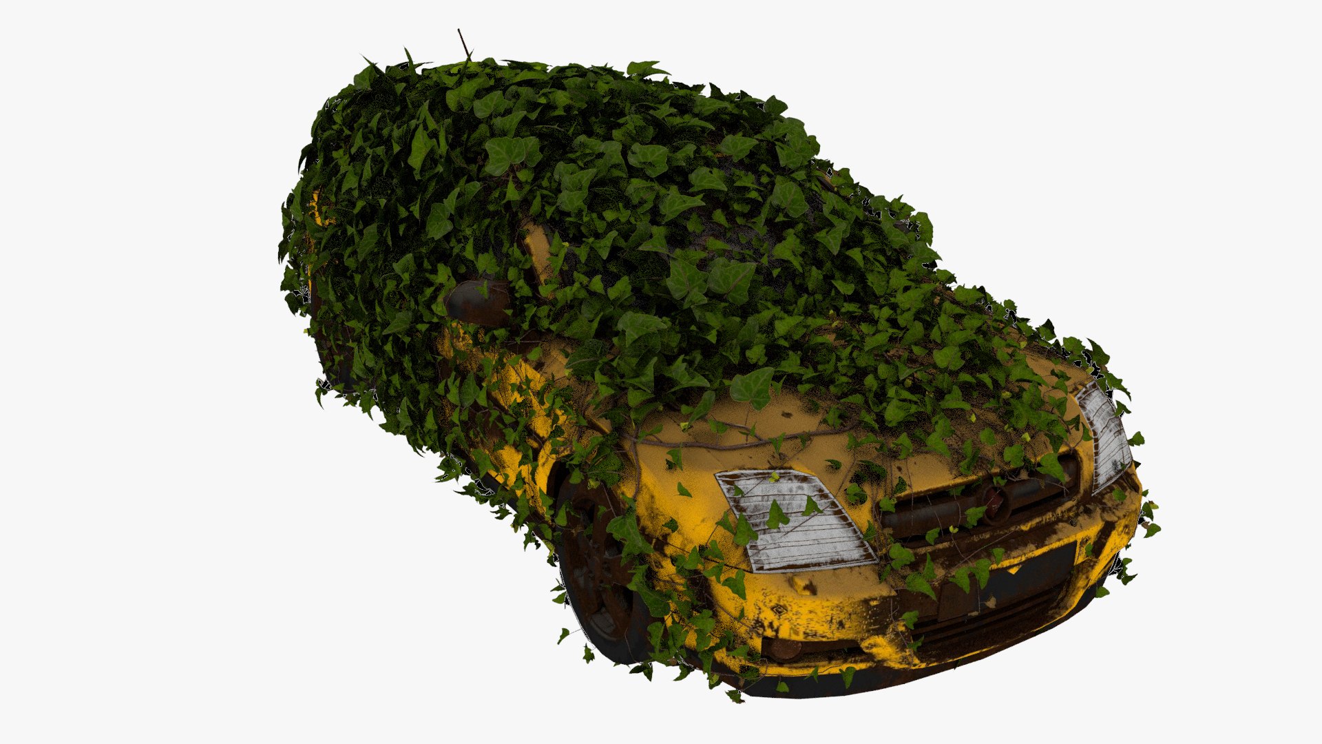 4K Realistic Low Poly Abandoned Car With Ivy 3D Model - TurboSquid 2144398