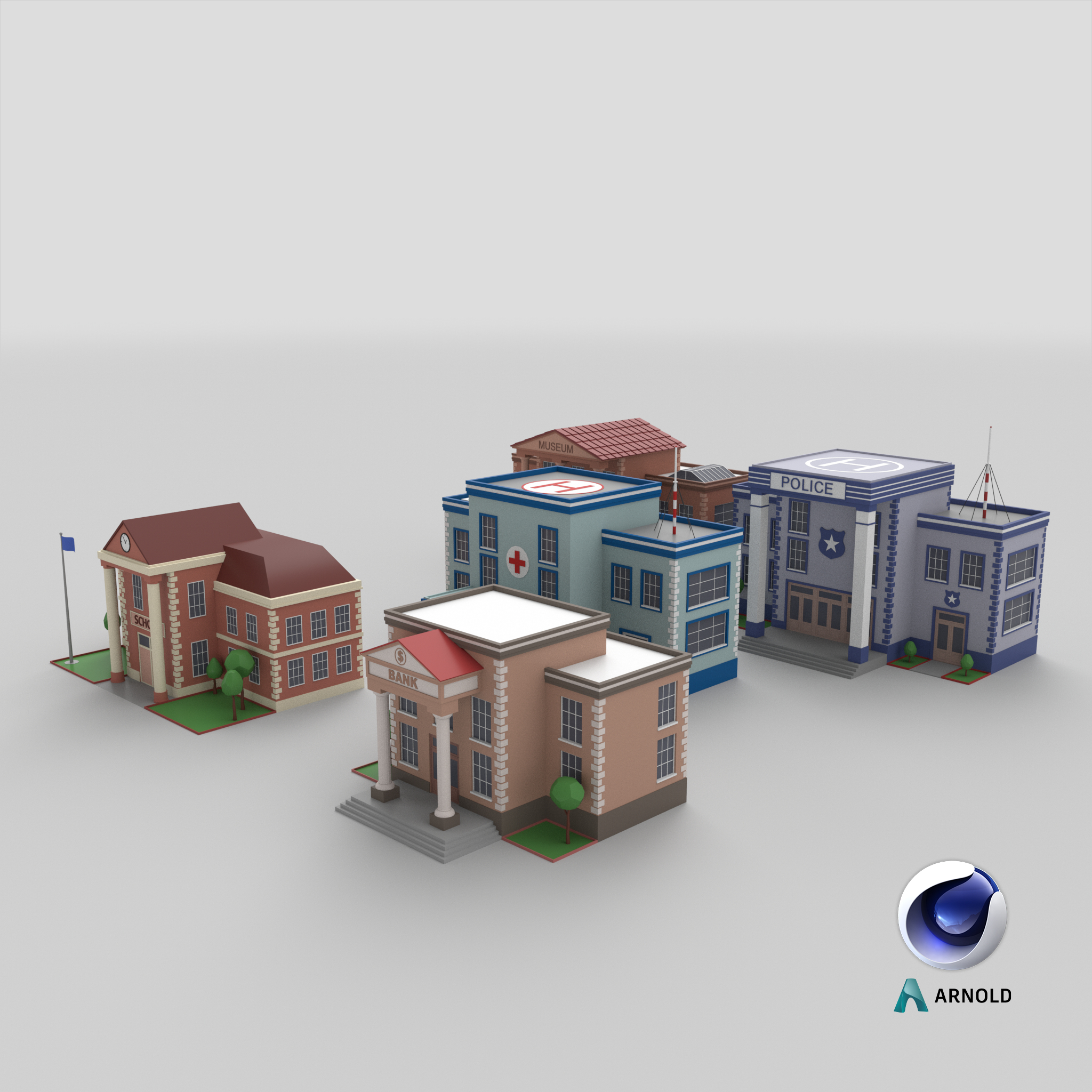 3D Low Poly Buildings Collection 1 - TurboSquid 1961708