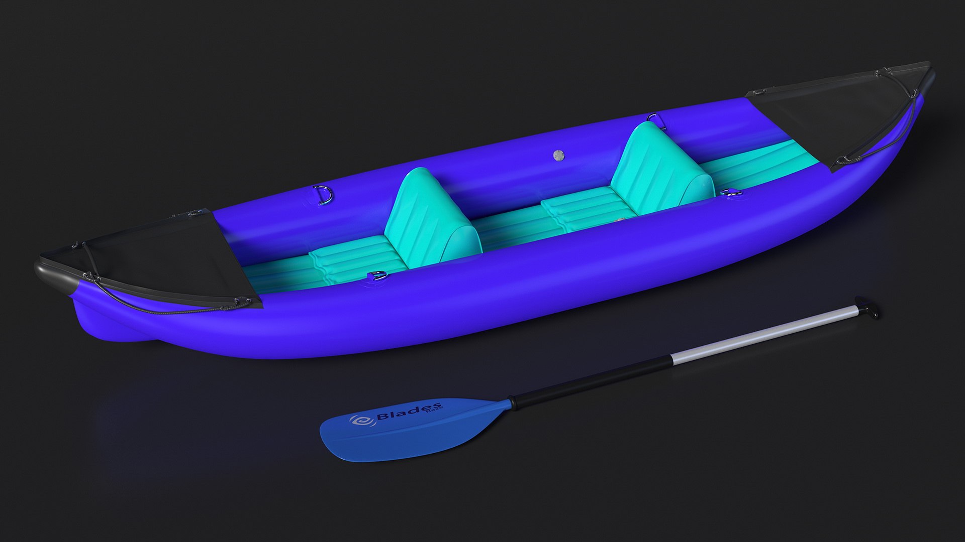 3D Inflatable Kayak With Paddle Model - TurboSquid 2216637