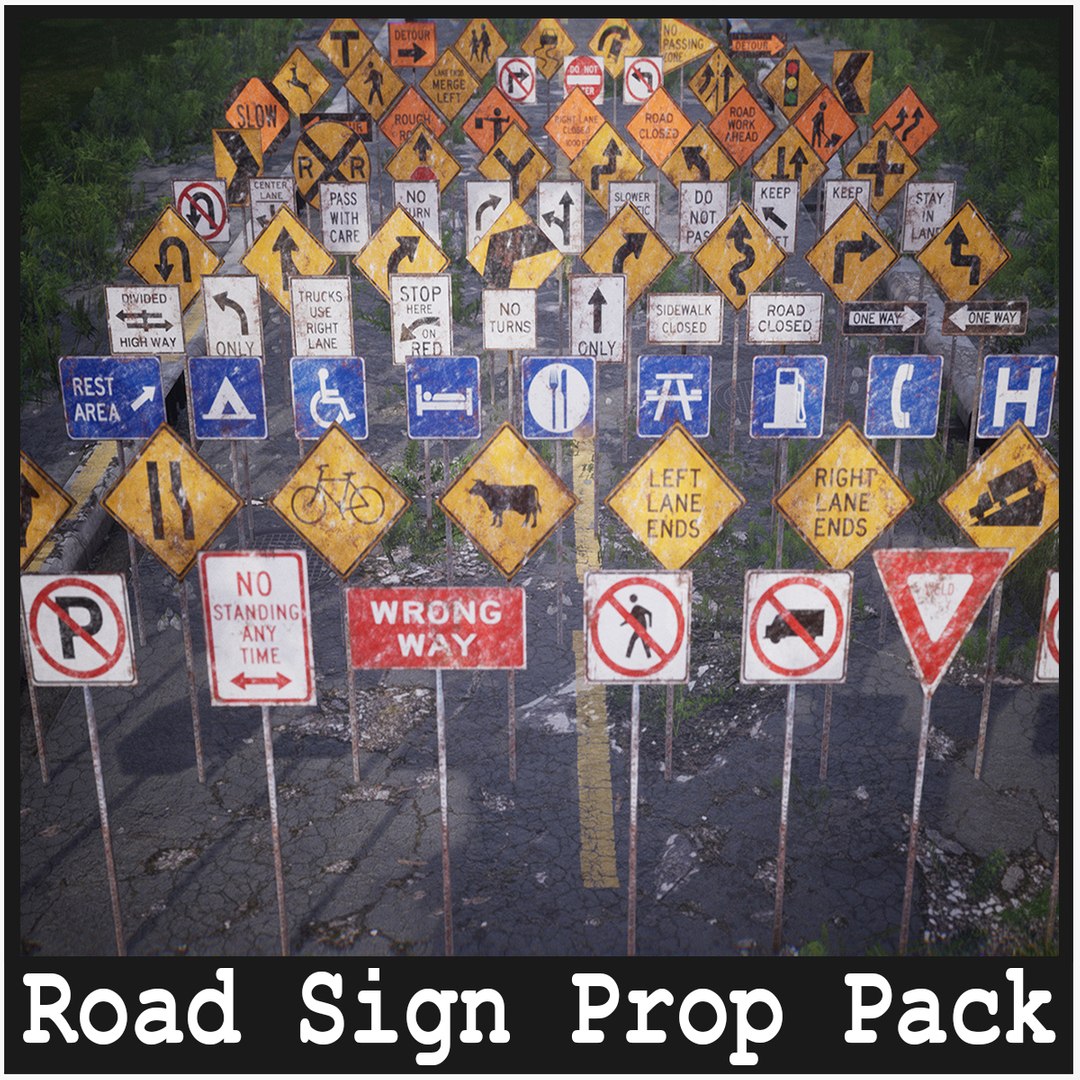 modelo 3d Road Signs Package 120 Assets - TurboSquid 1984011
