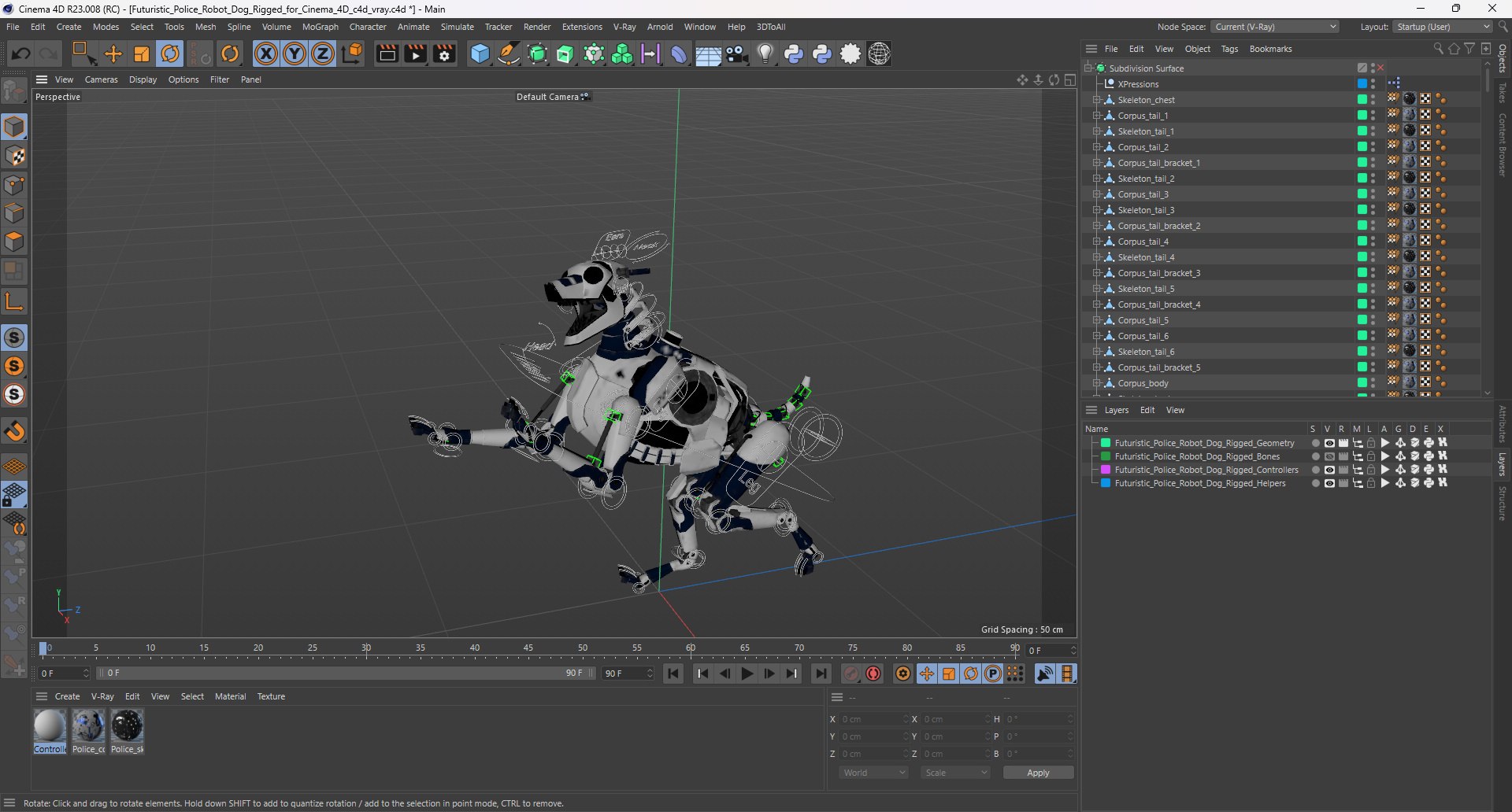 3D Futuristic Police Robot Dog Rigged For Cinema 4D - TurboSquid 2319955